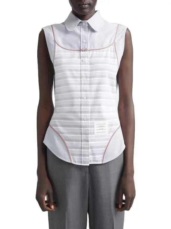 Thom Browne Sleeveless Oxford Shirt - Navy