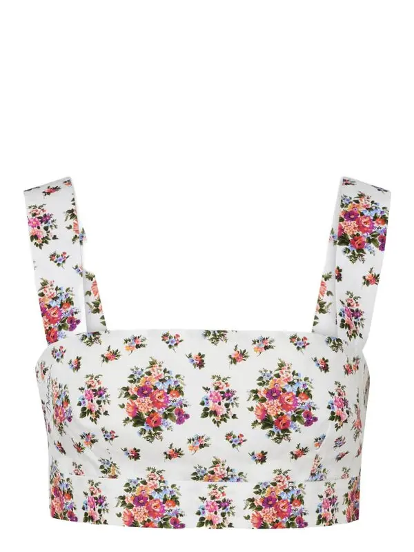 Dolce & Gabbana Floral Print Cotton Crop Top - White