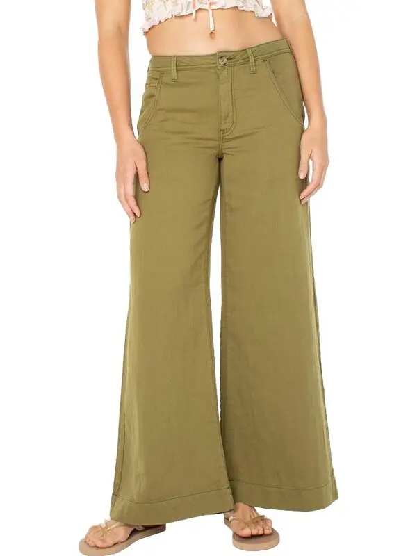 Roxy Boogie Board Flare Cotton Twill Pants - Avocado