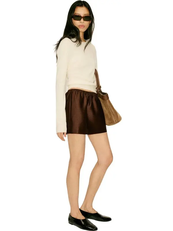 REFORMATION Elva Mini Skirt - Brown