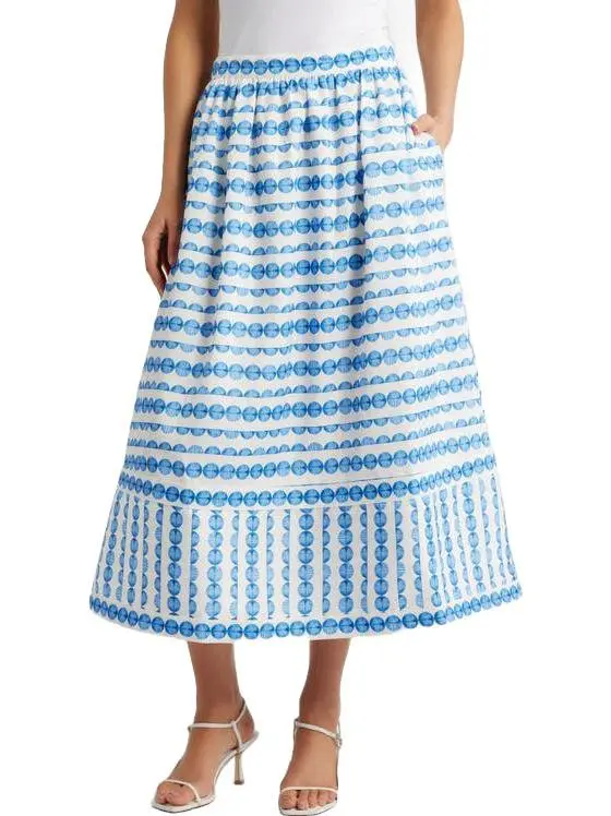 French Connection Structured Taffeta Midi Skirt - True Blue