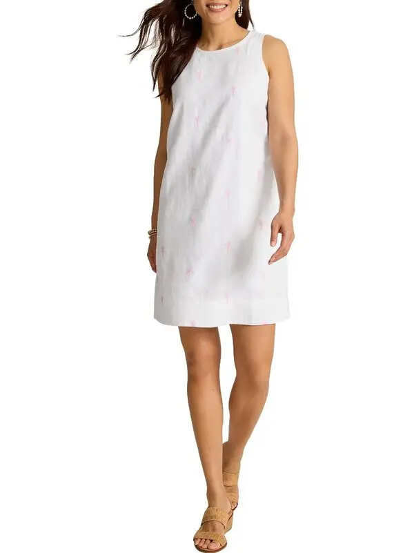 Tommy Bahama Palm Tree Embroidered Linen Dress - Cyber Light