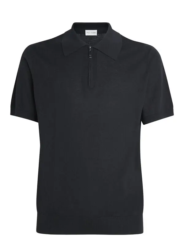 Pal Zileri Silk-cotton Monogram Polo Shirt - Black