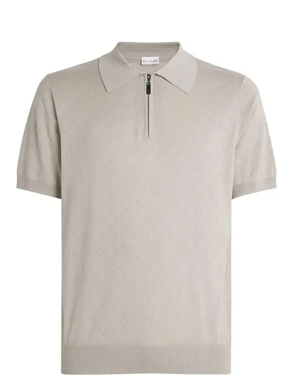 Pal Zileri Silk-cotton Zip Polo Shirt - Beige