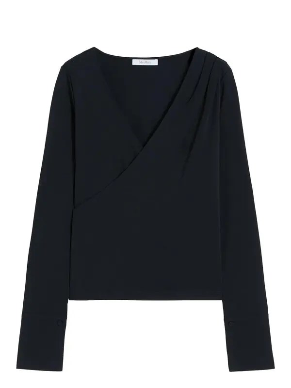 Max Mara Virgin Wool Wrap Top - Blue