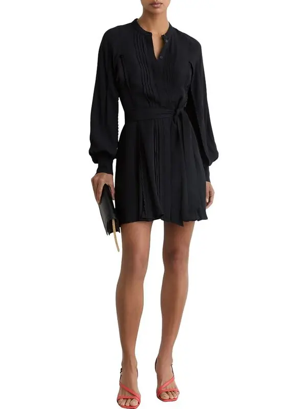 REISS Eliana Tie Belt Minidress - Navy