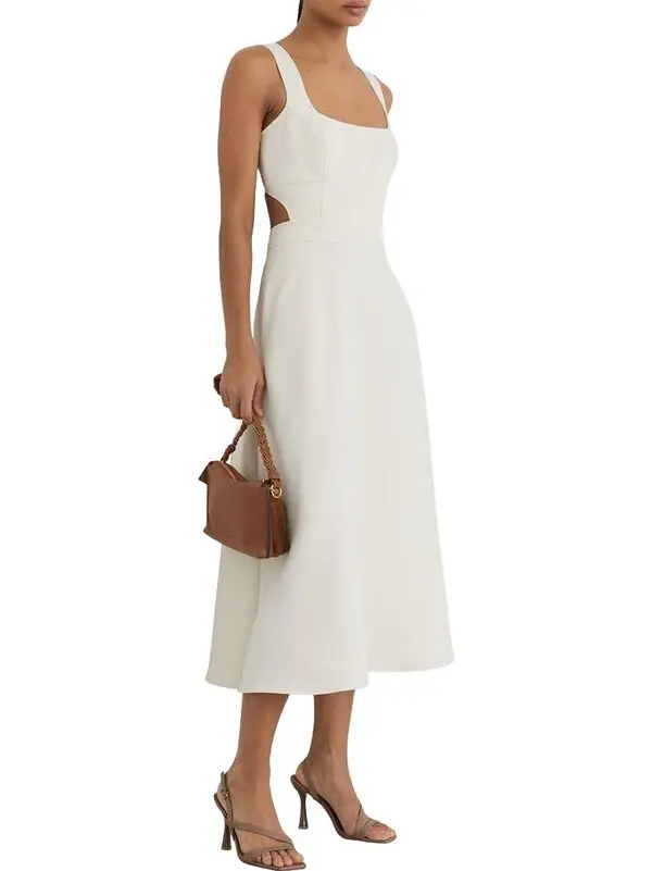 REISS Dina Cutout Back Fit & Flare Midi Dress - Ivory