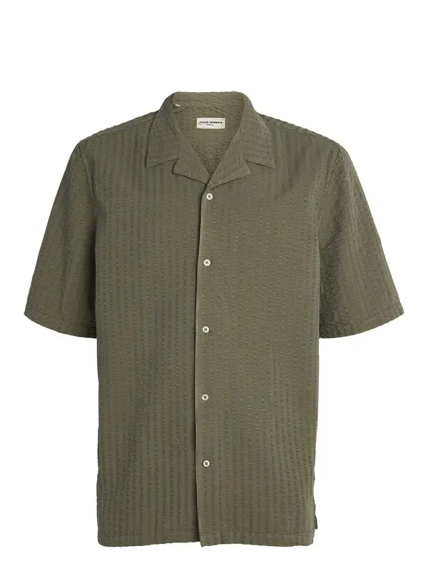 Officine Générale Seersucker Eren Shirt - Green