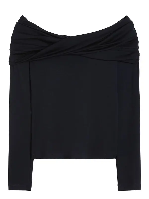 Max Mara Virgin Wool Draped Blouse - Blue