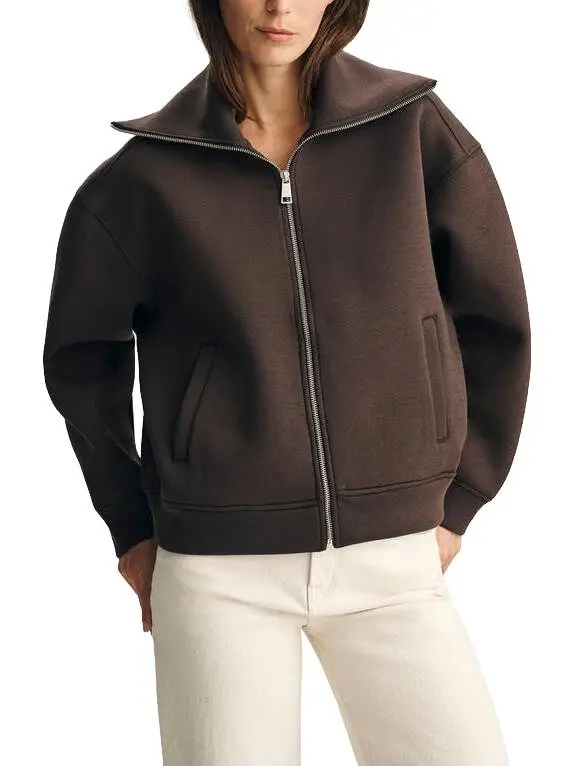 MAVI Sporty Luxe Full Zip Fleece Sweatshirt - Coffee Bean