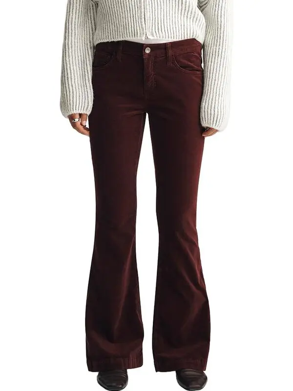 MAVI Mid-rise Flare Velvet Pants - Burgundy Velvet