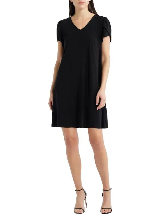 Anne Klein Tulip Sleeve Swing Dress - Anne Black