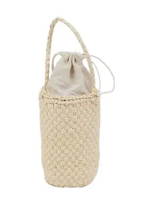 Hat Attack Straw Wine Bag - Natural