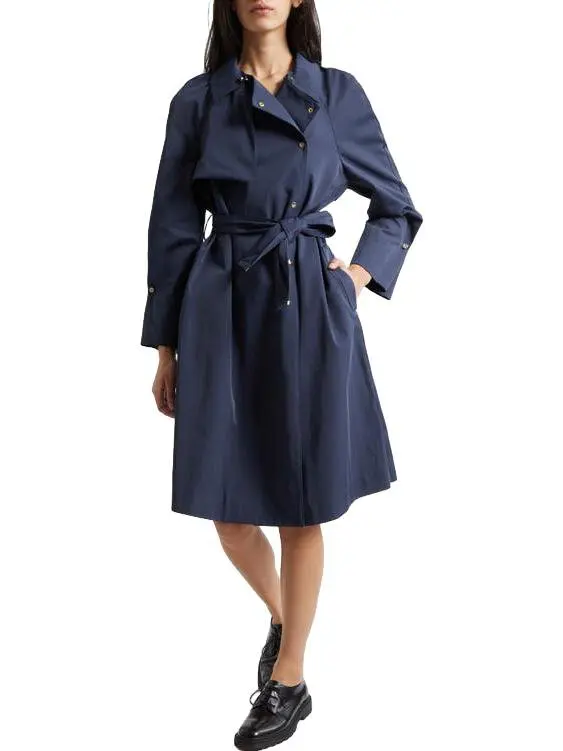 Emporio Armani Metal Tip Sash Trench Coat - Navy