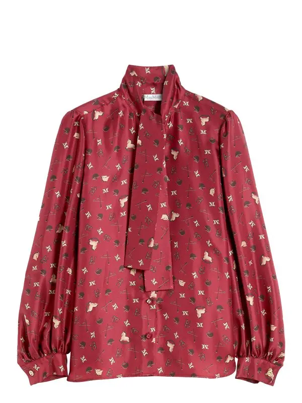 Max Mara Silk Printed Blouse - Red