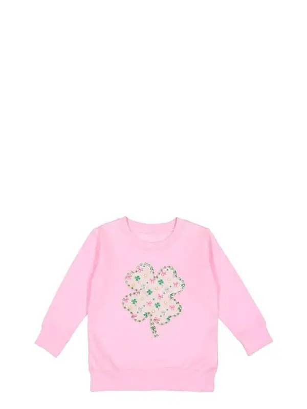 SWEET WINK Ditsy Shamrock Patch Sweatshirt - Ballet Pink