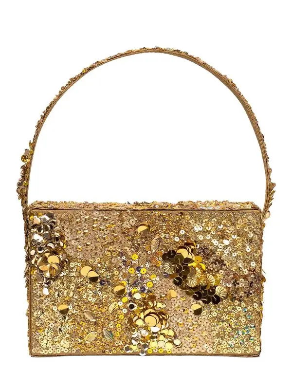 SIMITRI Sequin Embellished Box Clutch - Golden Ember