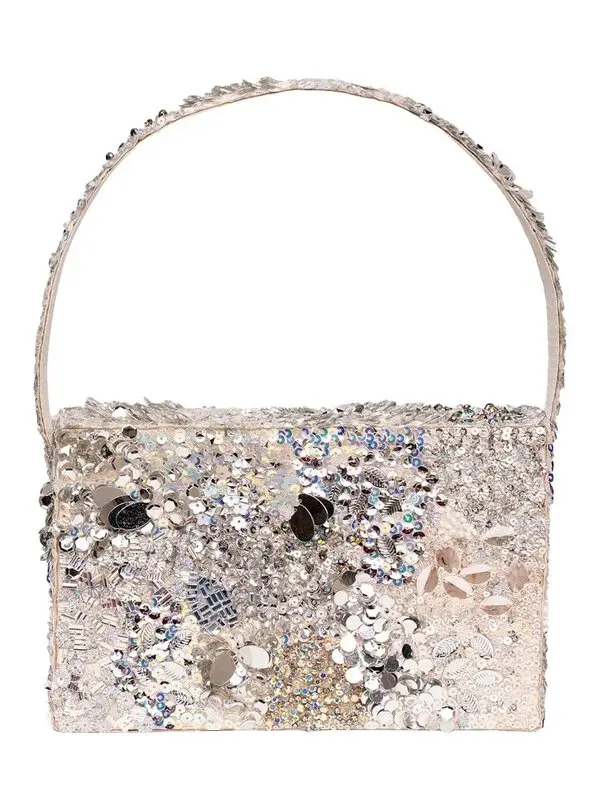 SIMITRI Sequin Embellished Box Clutch - Silver Siren