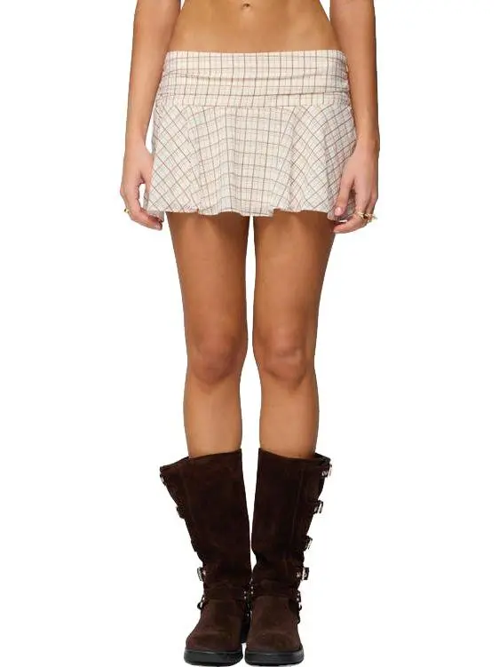 EDIKTED Lulah Plaid Miniskirt - Cream