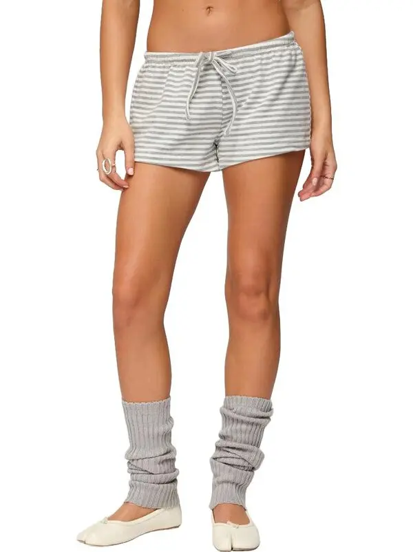 EDIKTED Jainee Striped Drawstring Shorts - Gray-melange