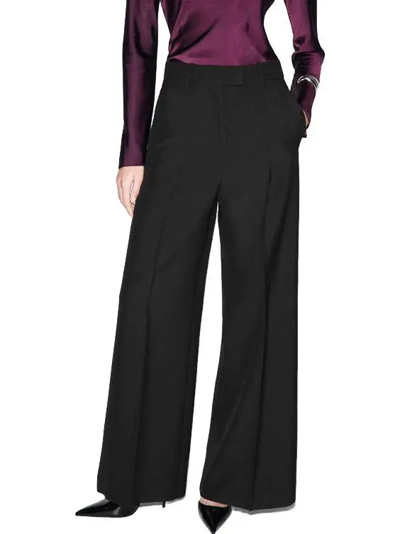Mango Wide Leg Suit Trousers - Black