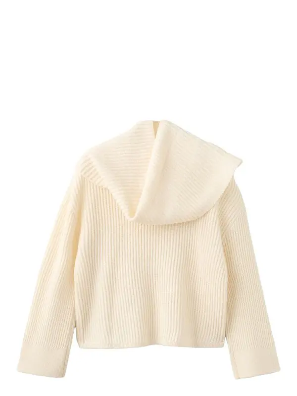 Mango Ribbed Sweater With Scarf - Ecru