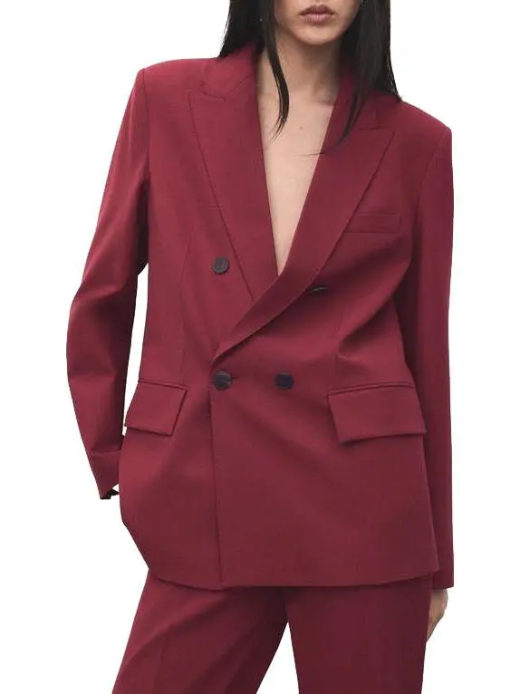 Mango Double-breasted Blazer - Wine