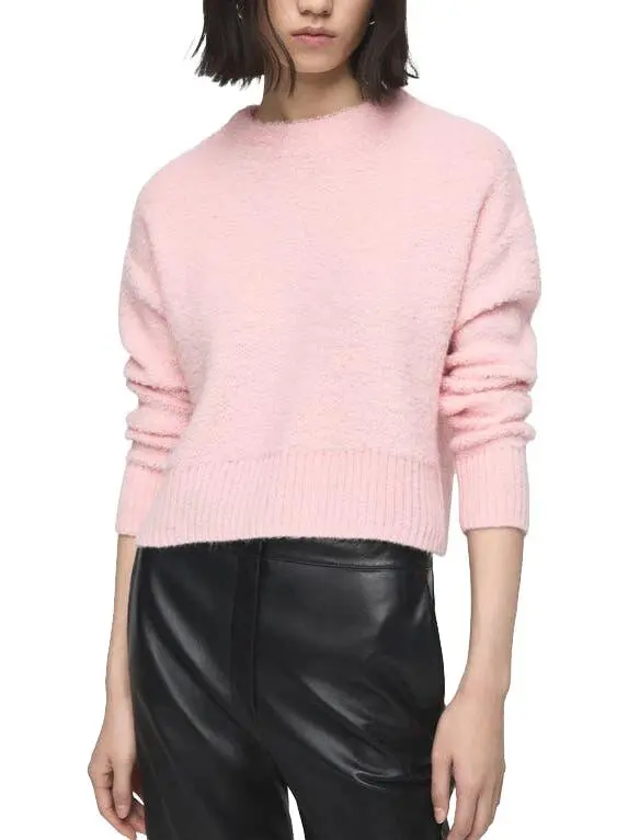 Mango Boxy Crewneck Sweater - Pale Pink