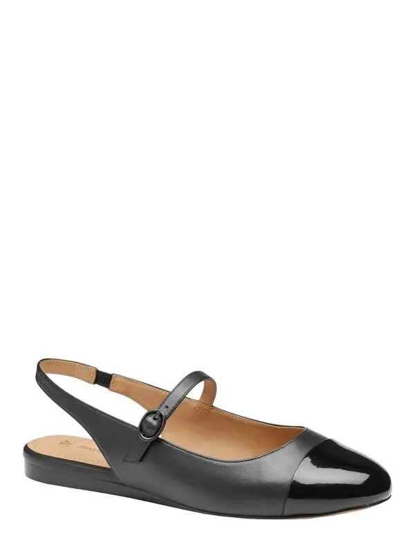 Johnston & Murphy Claire Mary Jane Slingback Flat - Black Patent Leather