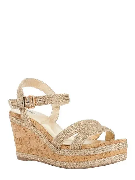 Dune London Kipling Platform Wedge Sandal - Gold