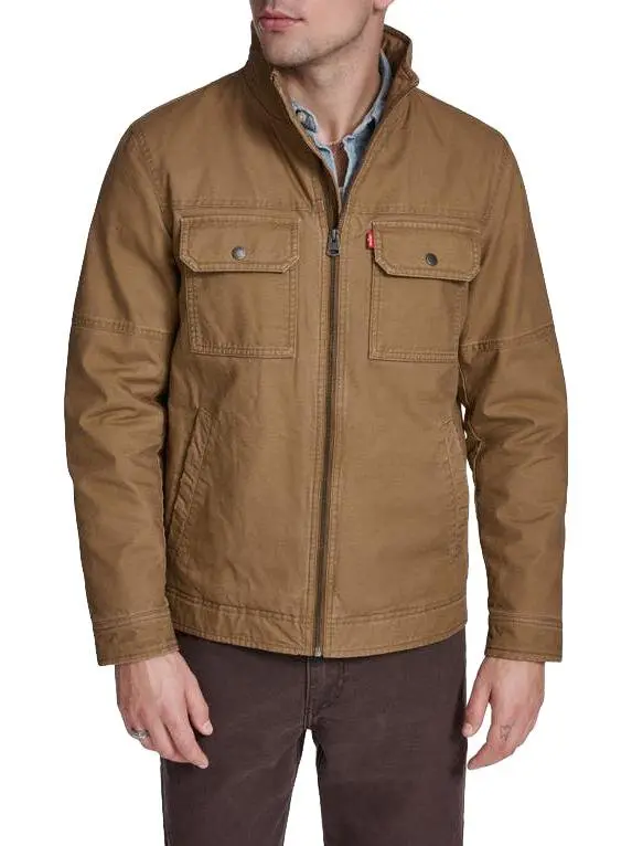 LEVI'S Slub Cotton Military Jacket - Brown