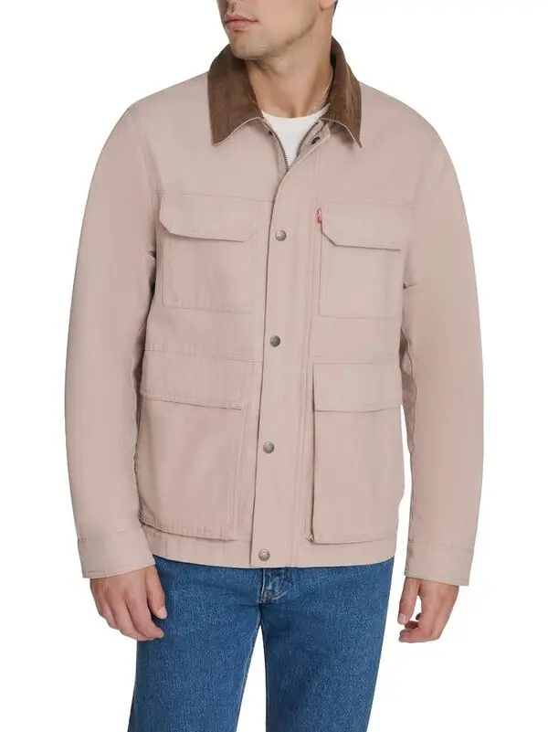 LEVI'S Corduroy Collar Cotton Canvas Jacket - Fawn