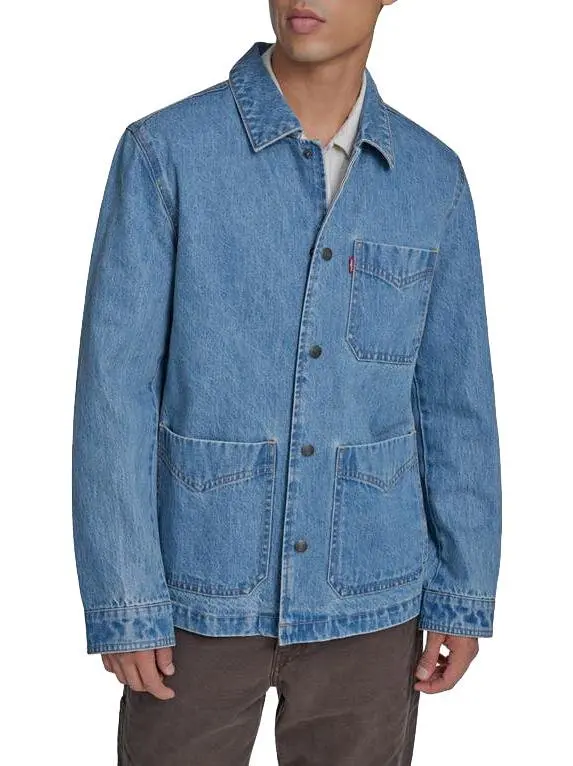 LEVI'S Cotton Denim Chore Coat - Light Wash Denim