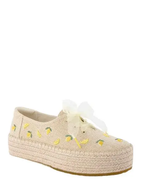 Toms Valencia Lace-up Platform Espadrille - Natural Lemon Print
