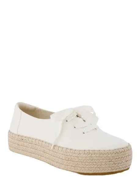 Toms Valencia Lace-up Platform Espadrille - White