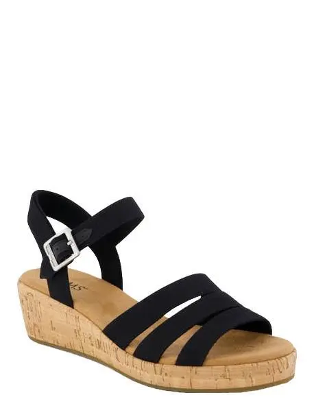 Toms Julis Ankle Strap Platform Wedge Sandal - Black