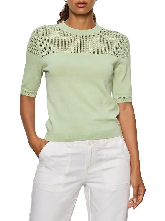Sanctuary Mixed Stitch Short Sleeve Cotton Sweater - Detox Green
