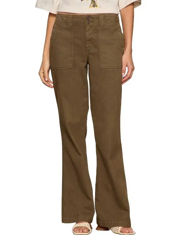 Sanctuary Bootleg Cotton Pants - Burnt Olive Green