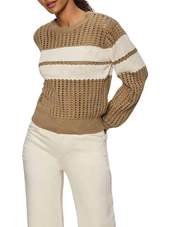 Sanctuary Open Stitch Cotton Crewneck Sweater - Covert Green