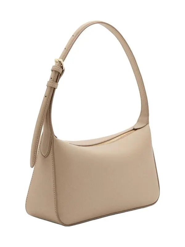 Mango Faux Leather Shoulder Bag - Beige
