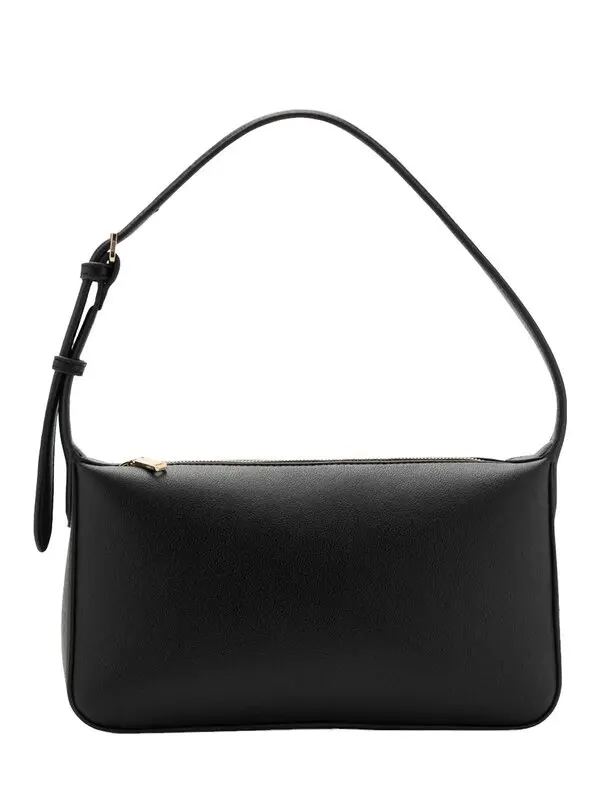 Mango Faux Leather Shoulder Bag - Black
