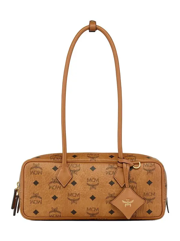 Mcm Aren East West Shoulder Bag - Cognac