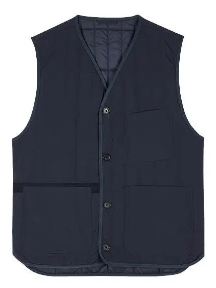 Paul Smith Textured Nylon Quilted Gilet - Blue