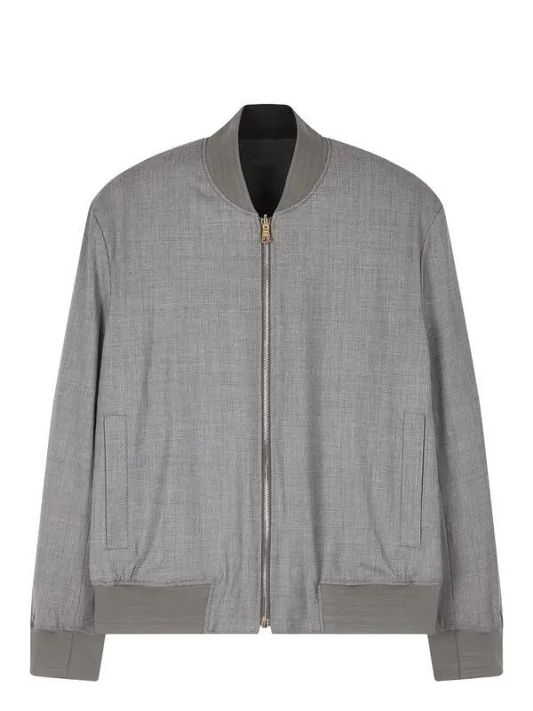 Paul Smith Bi-stretch Wool Blend Reversible Bomber Jacket - Grey
