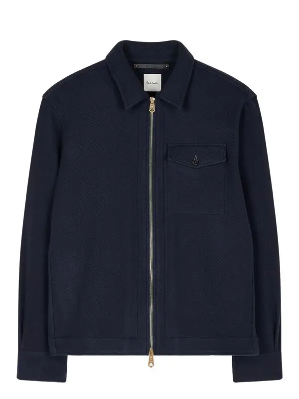 Paul Smith Wool Zip-up Jacket - Blue