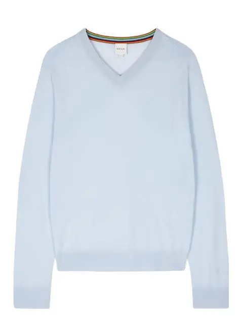 Paul Smith Merino Wool V-neck Sweater - Blue