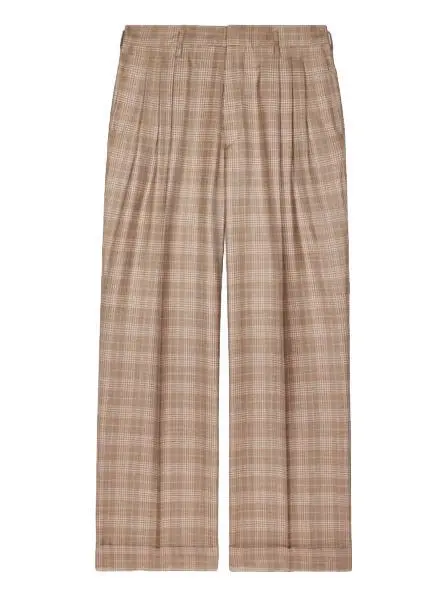 Paul Smith Wool-silk Check Wide-leg Trousers - Orange