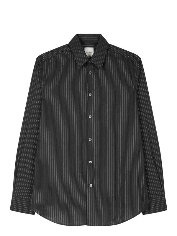 Paul Smith Charcoal Glitter Pinstripe Cotton Shirt - Purple