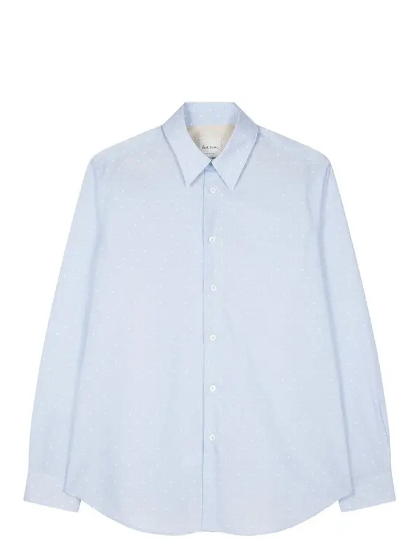 Paul Smith Light Cotton Poplin Polka Dot Shirt - Blue