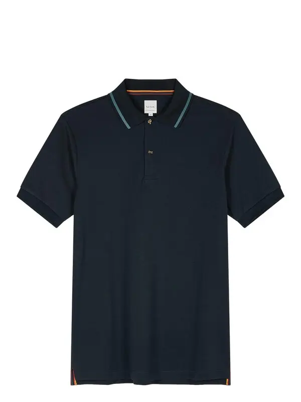 Paul Smith Navy Charm Button Polo Shirt - Blue